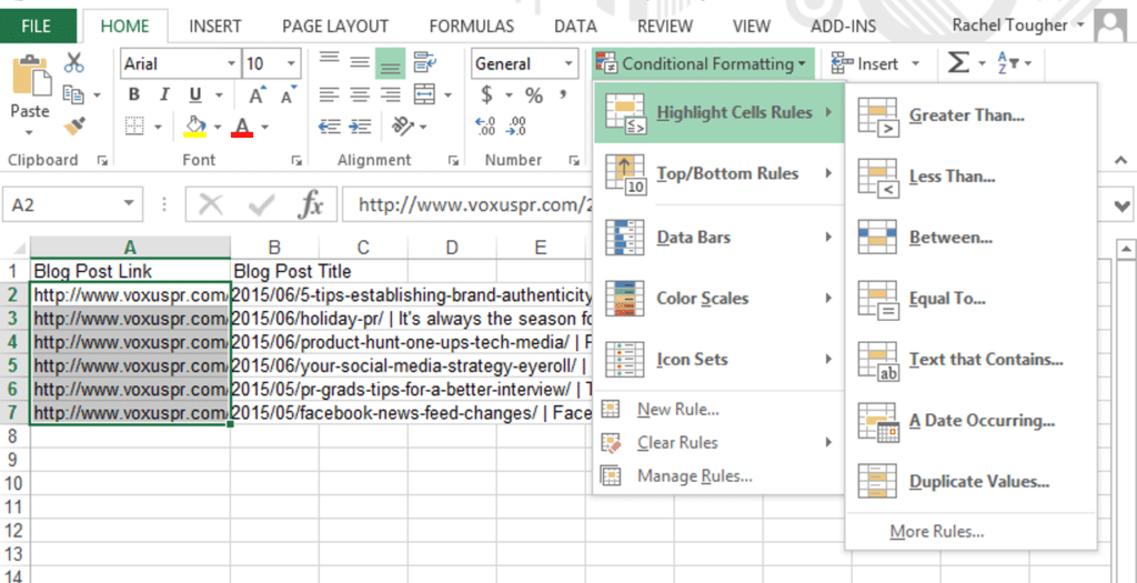 Basic Excel tips for PR professionals
